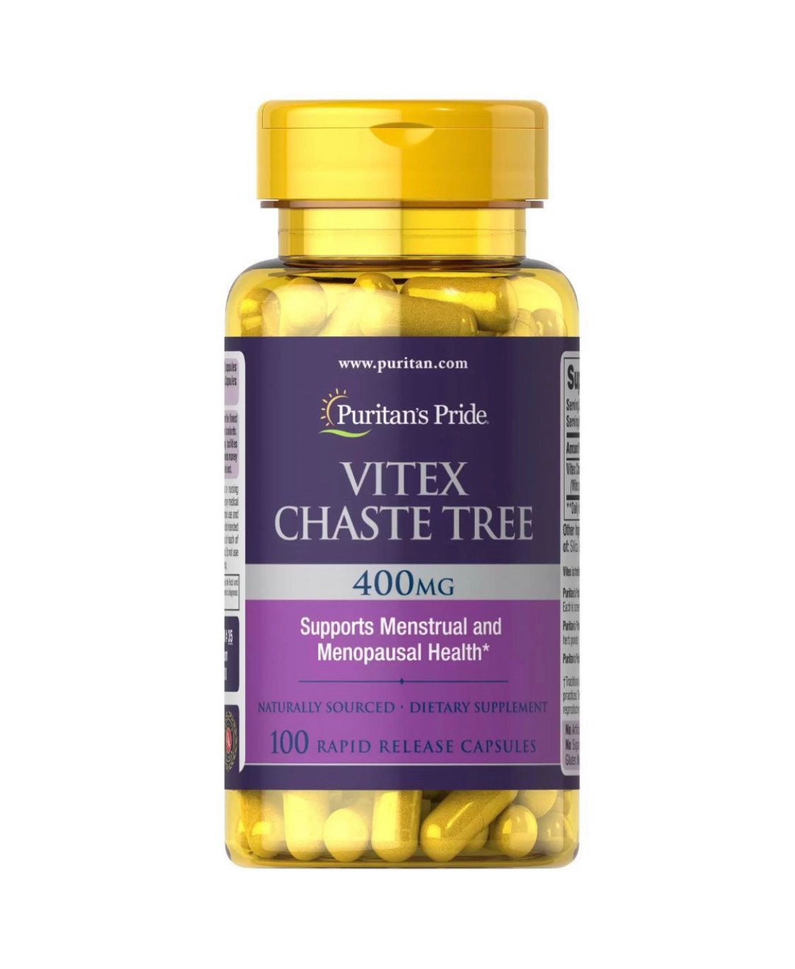 Puritans Pride Vitex Chaste Tree 400mg 100 Capsules - FitAndHealthy.ro